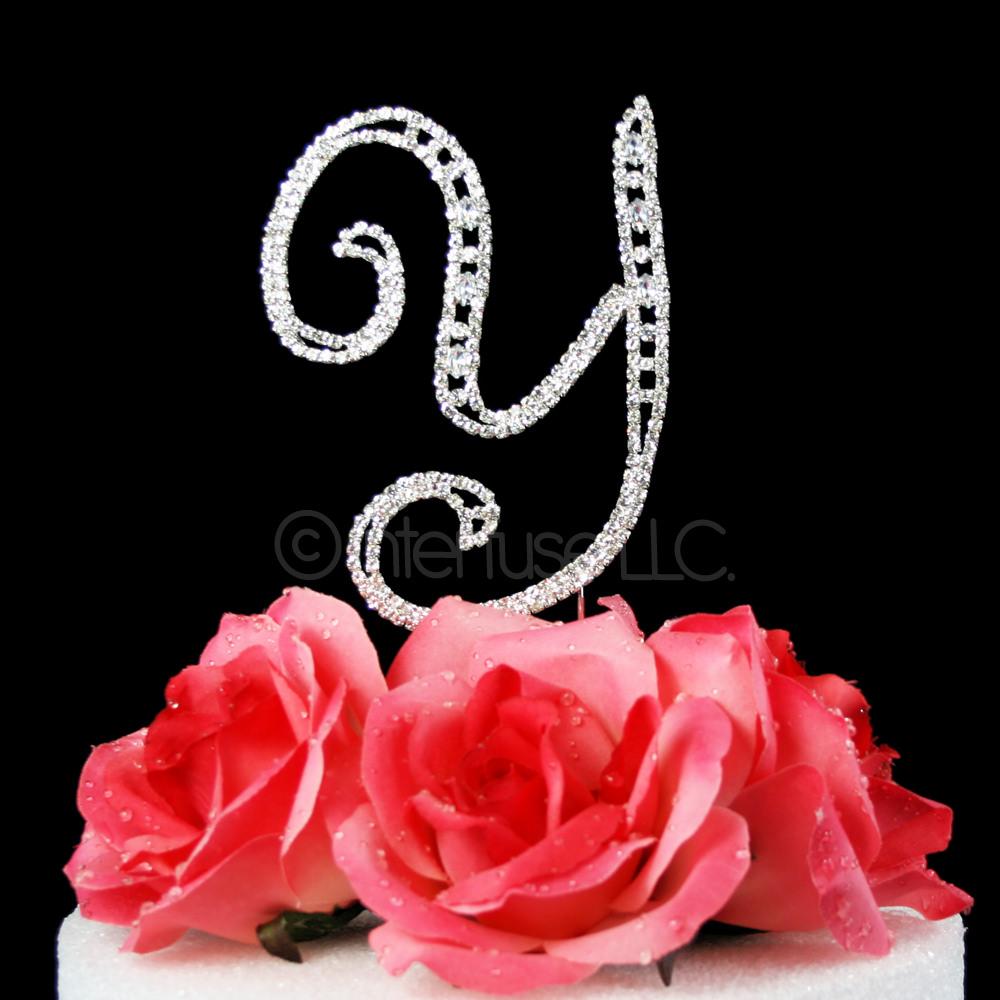 Crystal Monogram Wedding Cake Toppers