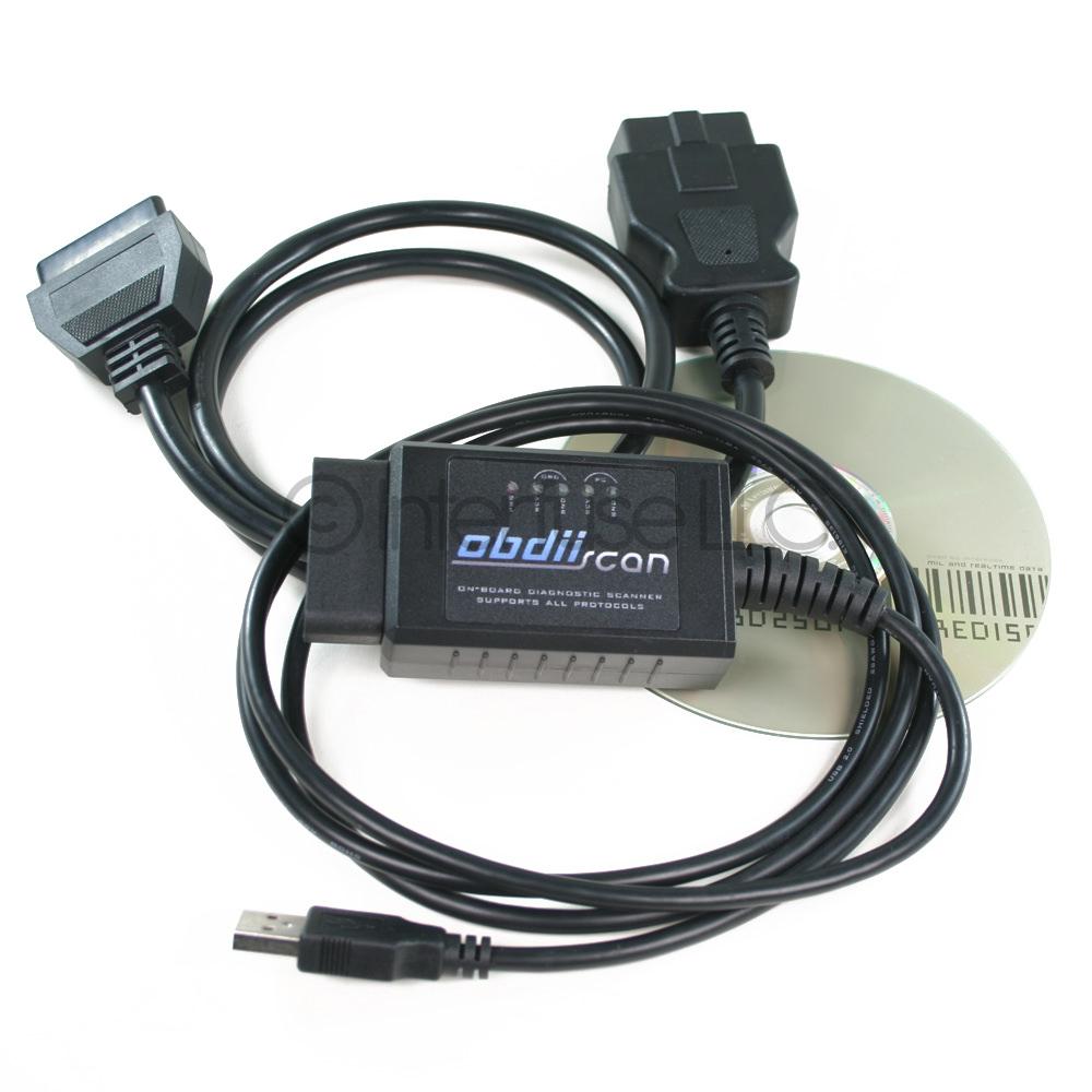 OBD-II Scan ELM327 v1.5 USB Car Diagnostic Scanner + CD & Extension Cable