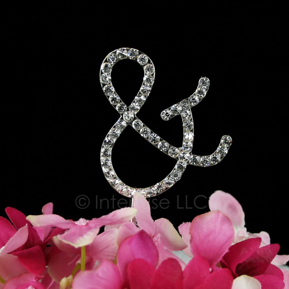 Rhinestone "And" & Ampersand Cake Topper - 2 Inch Monogram Letter